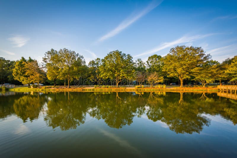 Pond at Roosevelt Wilson Park, in Davidson, North Carolina. Stock Image ...