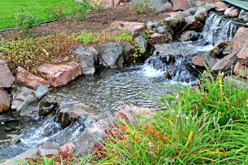 Pond and Running Water Over Waterfall Stock Image - Image of nature ...