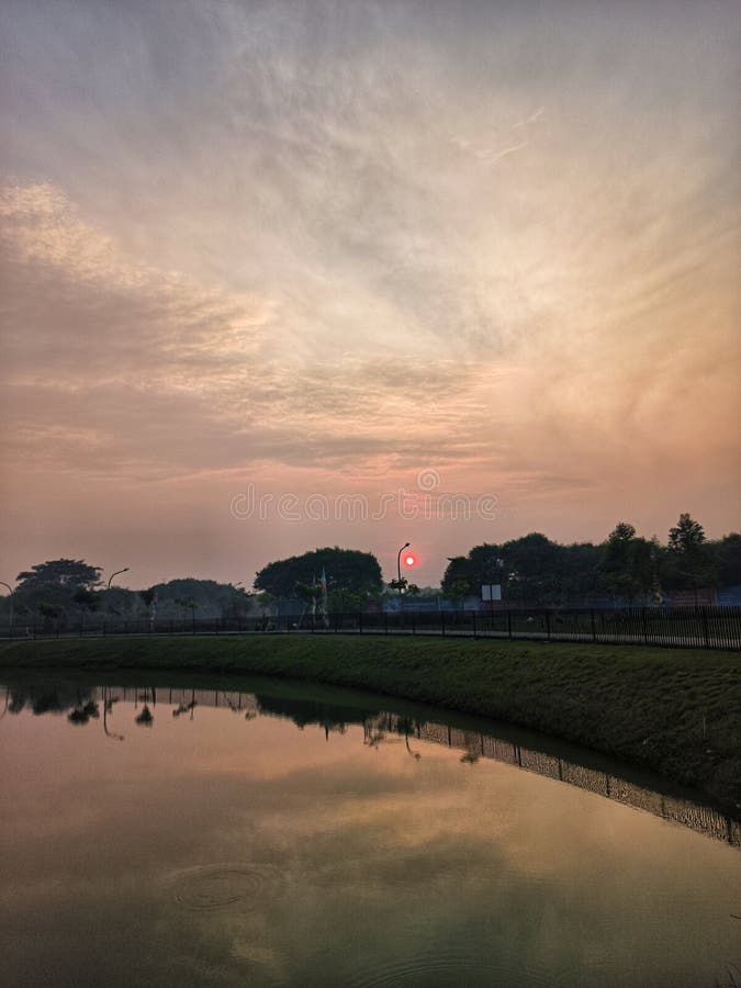 Pond with Skies Reflection in Beauty Park Stock Image - Image of skies ...