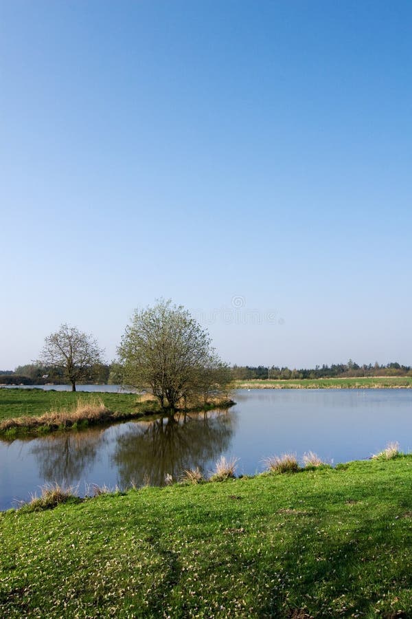Pond in the Spring Countryside Stock Image - Image of rural, coastline ...