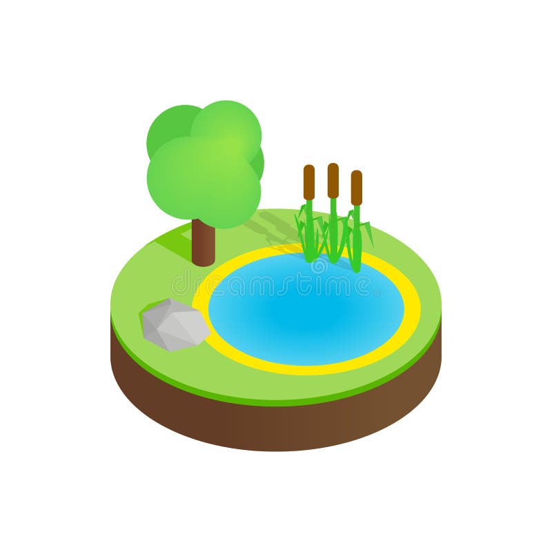 Pond in a Summer Forest Isometric 3d Icon Stock Vector - Illustration ...