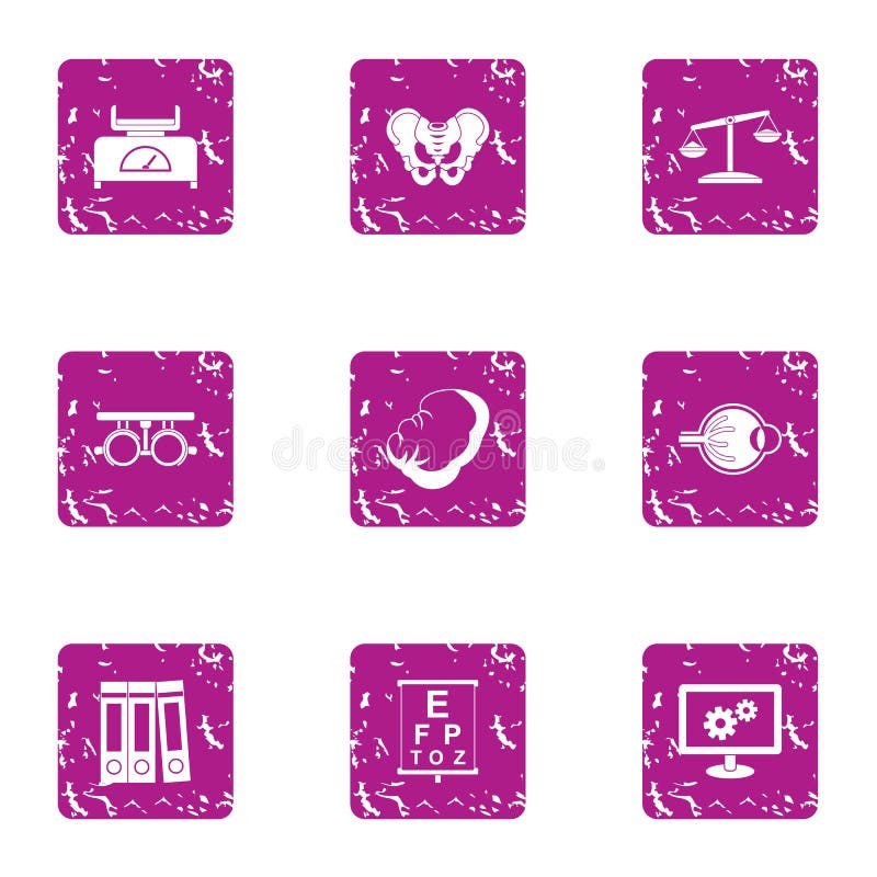 Ponder Icons Set, Grunge Style Stock Vector - Illustration of affluence ...
