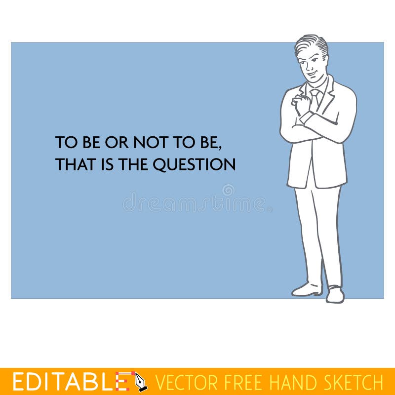 Ponderer Man. Editable Vector Icon in Linear Style Stock Vector ...