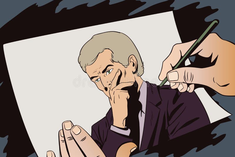 Ponderer Man. People in Retro Style. Stock Vector - Illustration of ...