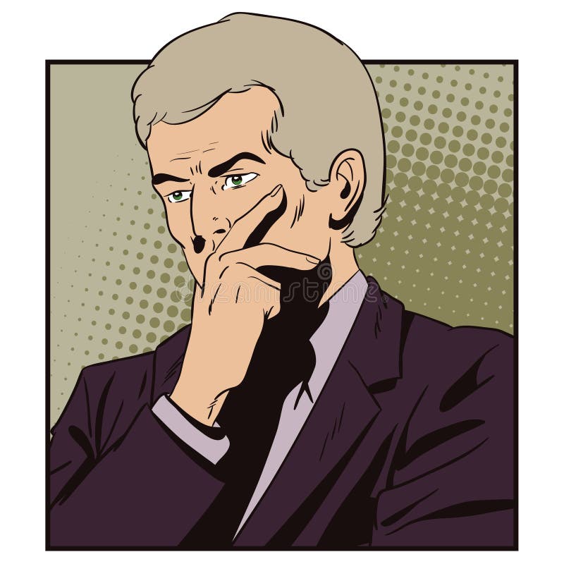 Ponderer Man. People in Retro Style. Stock Vector - Illustration of ...