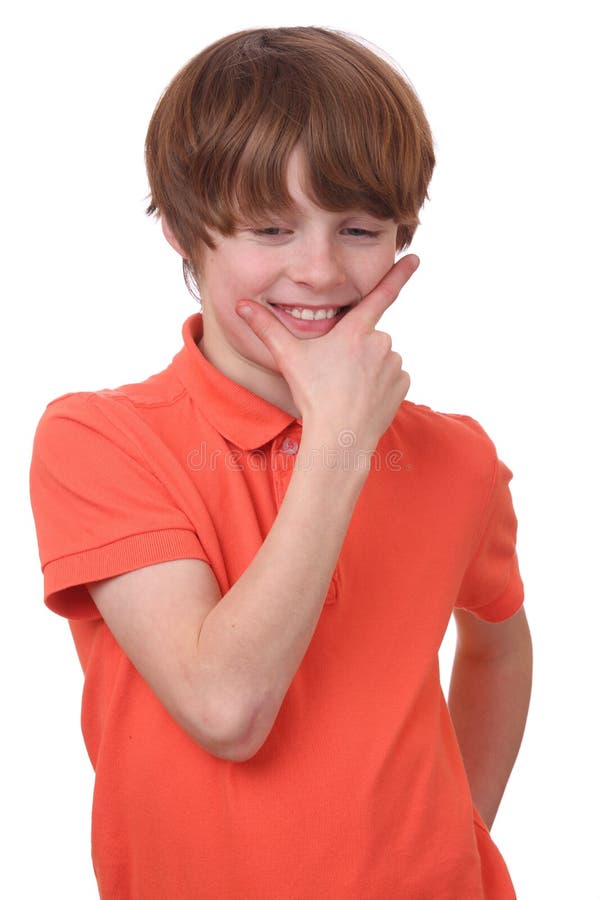 Pondering boy stock photo. Image of male, little, hand - 23446678