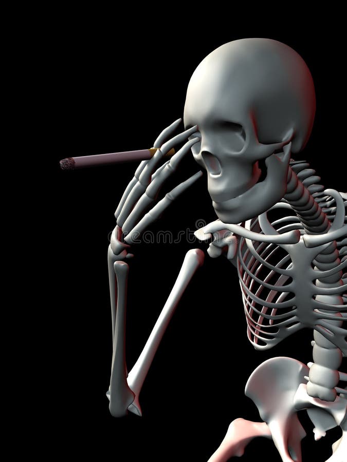 Pondering skeleton smoker stock illustration. Illustration of quit ...