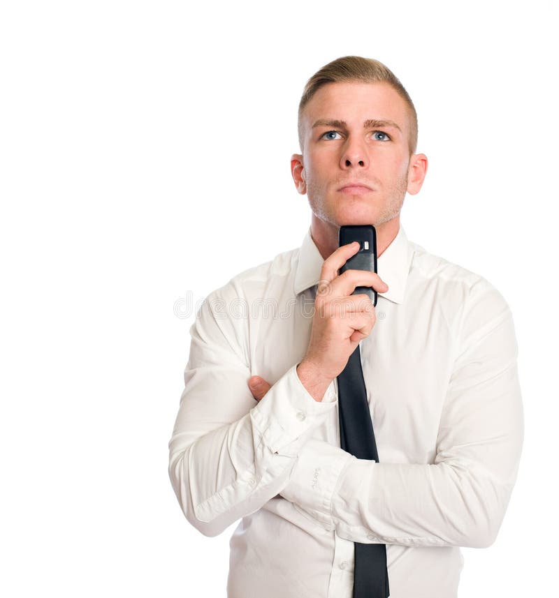 Pondering Young Businessman. Stock Image - Image of portrait, masculine ...