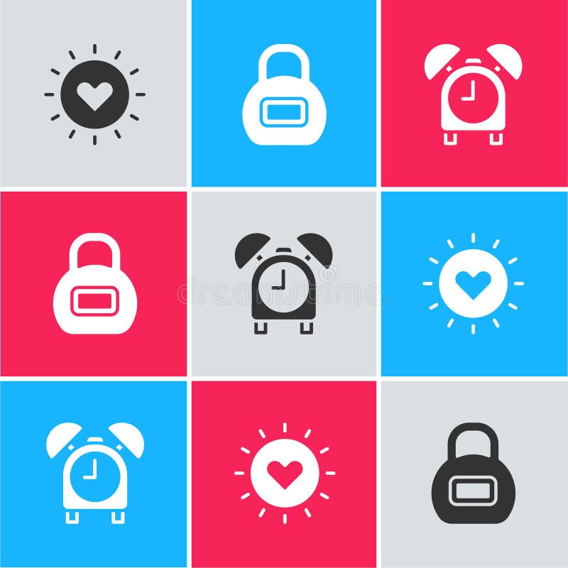 Poner El Icono Del Timbre Solar Y Del Reloj De Alarma. Vector ...