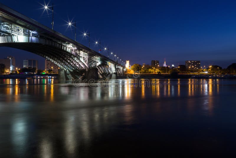 Poniatowski bridge stock photo. Image of blur, reflections - 43373666