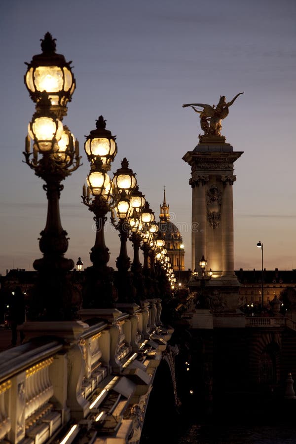 Pont Alexandre III Bridge, Paris Stock Image - Image of lighting ...
