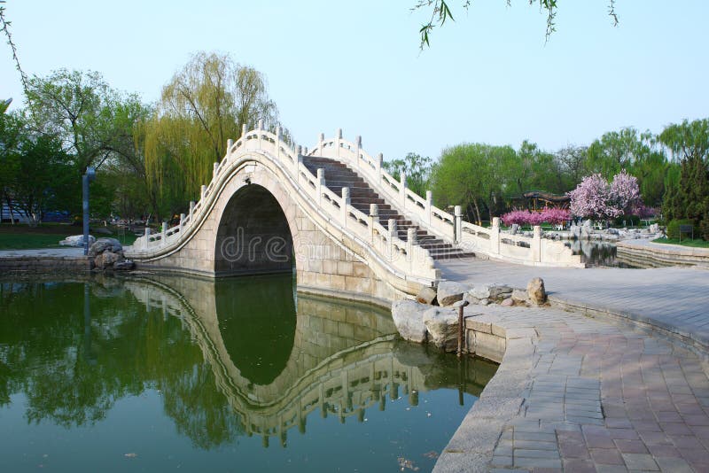 Pont Chinois De Voûte Dans Le Lac Image stock - Image du accroissement ...