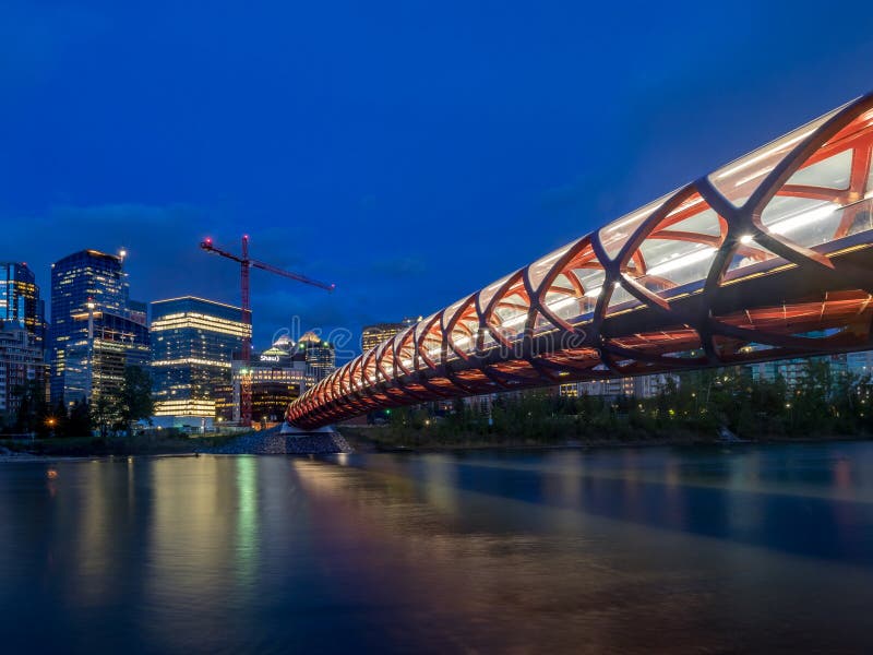 Pont Et Horizon De La Paix De Calgary La Nuit Image stock éditorial ...