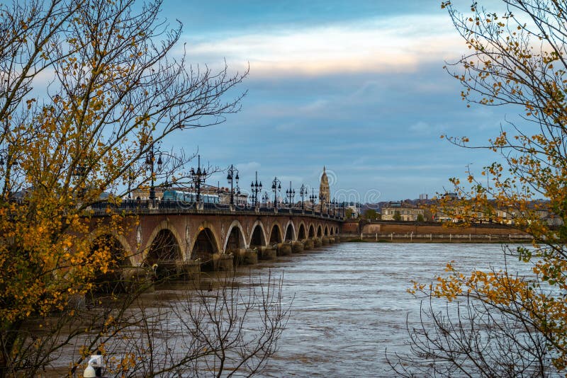 Pont De Pierre in Bordeaux, France. Stock Image - Image of architecture ...