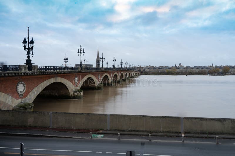 Pont De Pierre in Bordeaux, France. Editorial Photography - Image of ...