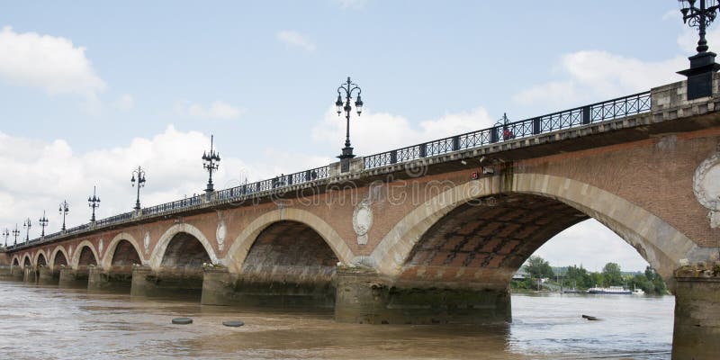 Pont De Pierre in Bordeaux View from Boat Springtime Editorial Image ...