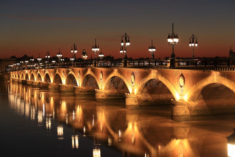 Pont de pierre bridge stock photo. Image of twilight - 63406704