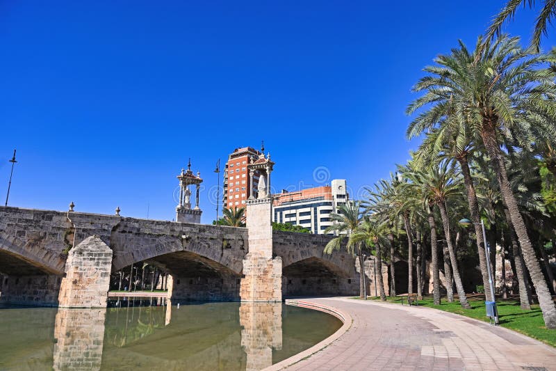 Pont Del Mar Bridge in Valencia,Spain, Summer Stock Image - Image of ...