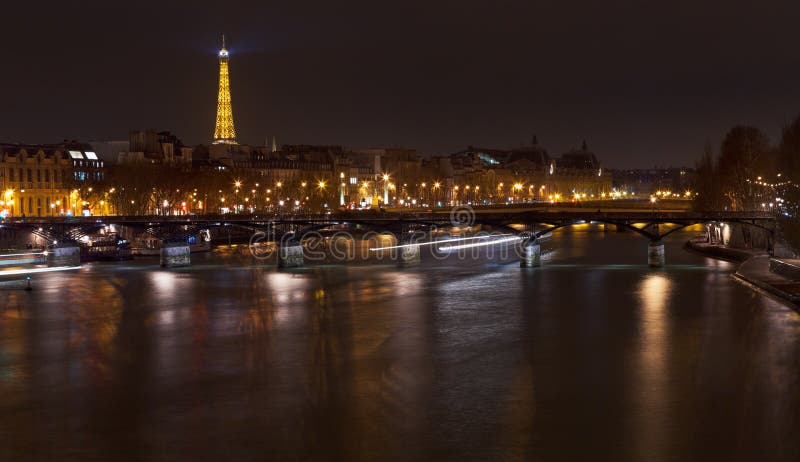 Night bridge in Paris stock photo. Image of illumination - 9703010