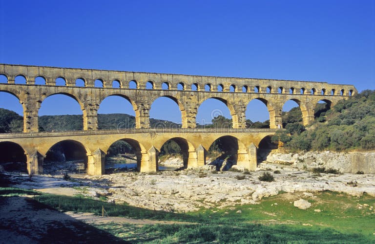 Pont du Gard Aqueduct stock image. Image of structure - 1080219