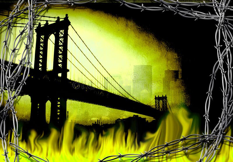 Pont en feu illustration stock. Illustration du passerelle - 89241637