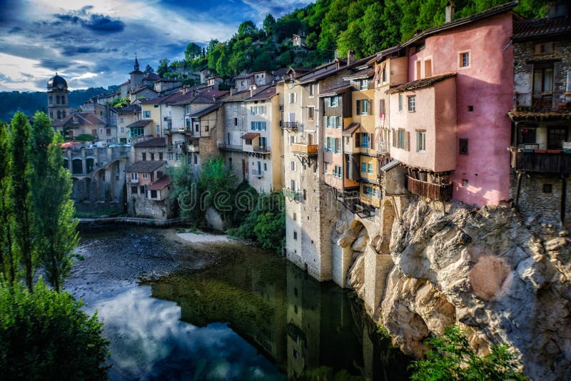 Pont-en-Royans Colorful Mountain Village Stock Photo - Image of ...