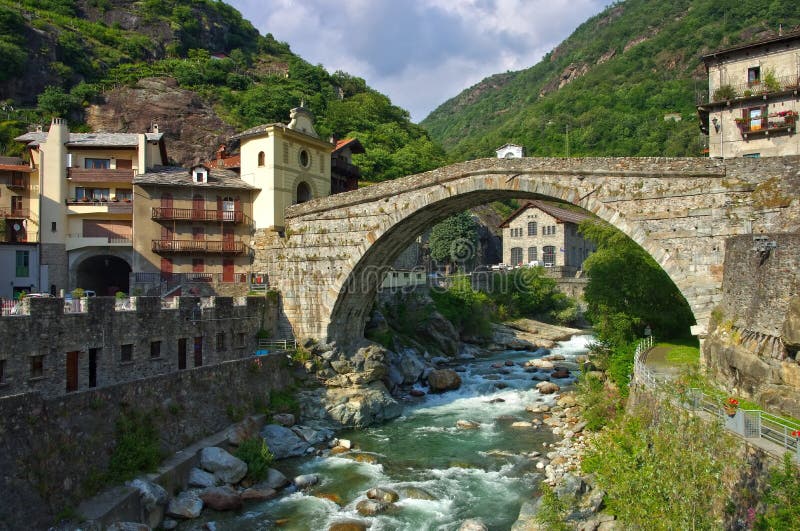 Pont Saint Martin stock photo. Image of creek, europe - 48262780