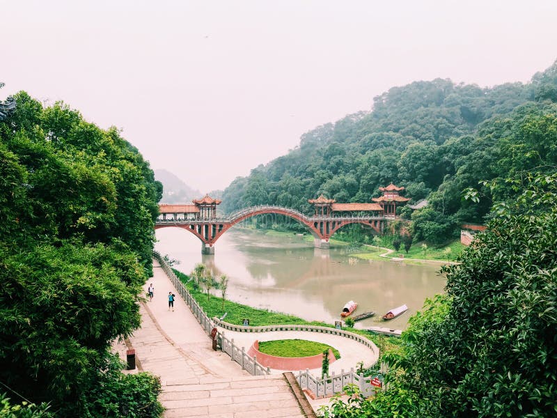 Ponte Haoshang Mahao Rio Leshan China Imagem de Stock Editorial ...