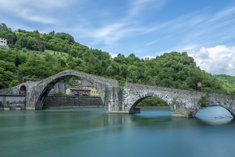 The Old Stone Brigde in Garfagnana Stock Image - Image of long, tuscany ...