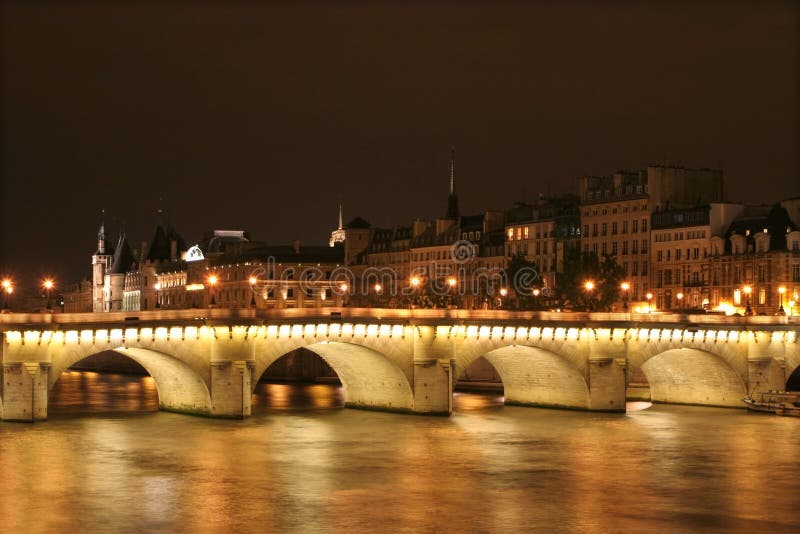 Ponte Nuev - Paris in Night - New Bridge Stock Image - Image of france ...