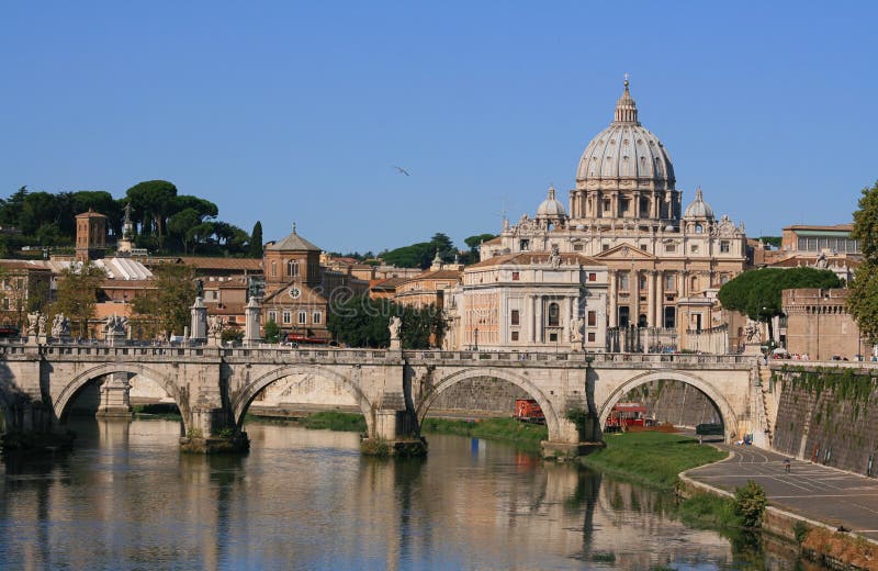 Ponte Sant Angelo Bridge Saint Peter S Basilica (Vaticane) Stock Photo ...