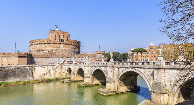 Ponte Sant`Angelo Bridge stock image. Image of attraction - 91187149