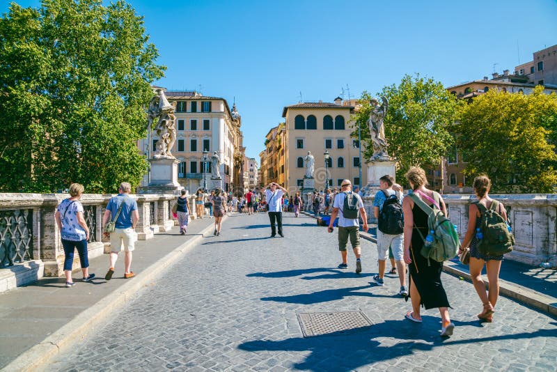 Ponte Sant Angelo Bridge in Rome, Italy Editorial Stock Image - Image ...