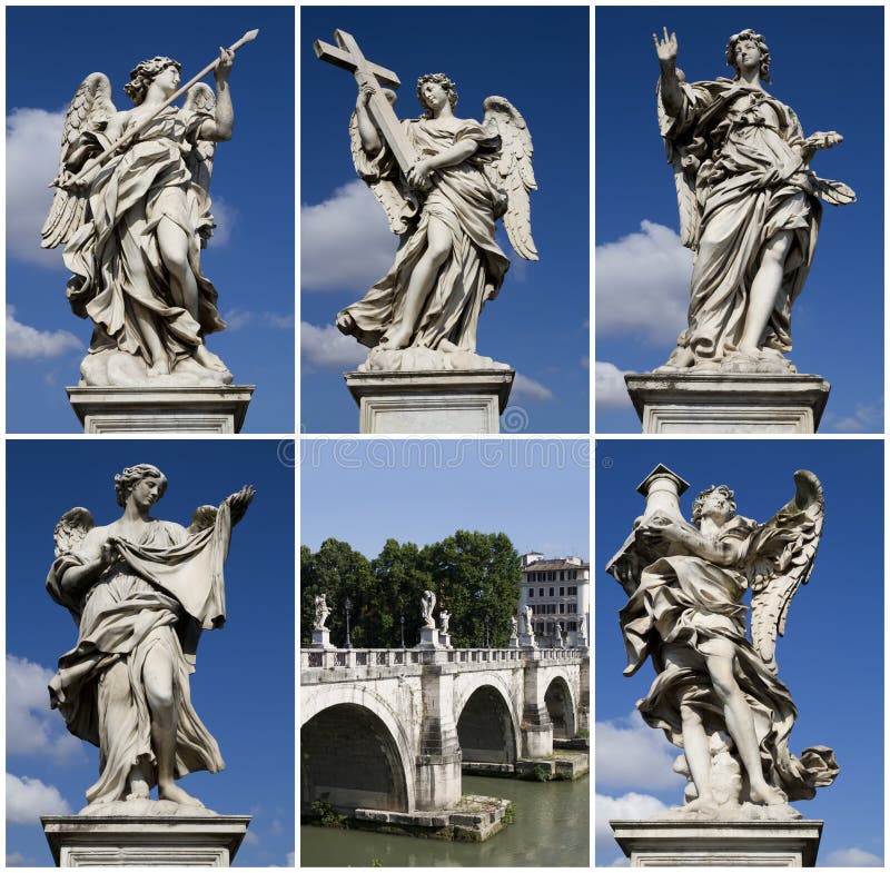 Ponte Sant Angelo, Rom, Collage Stockfoto - Bild von bernini, bild ...