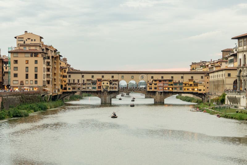 Ponte Vecchio Bridge and Arno River, Florence, Italy Stock Photo ...