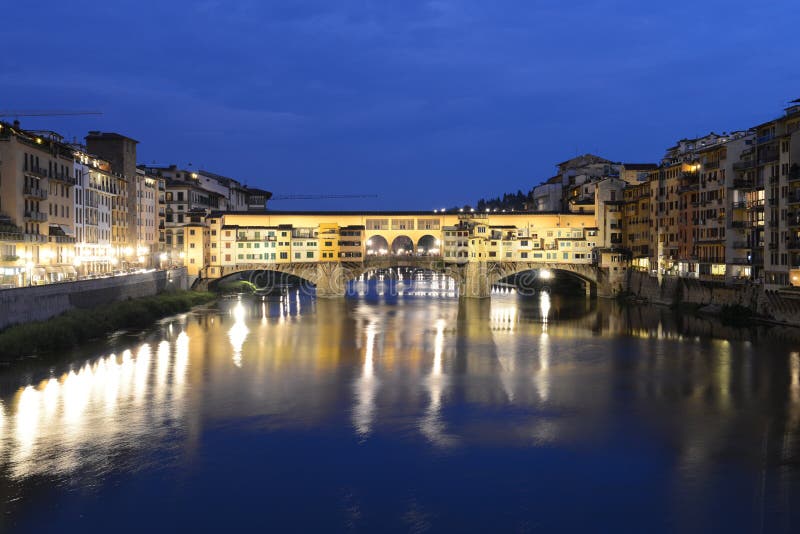 Ponte Vecchio (old Bridge) of Firenze, Italy - Night Scene Stock Image ...