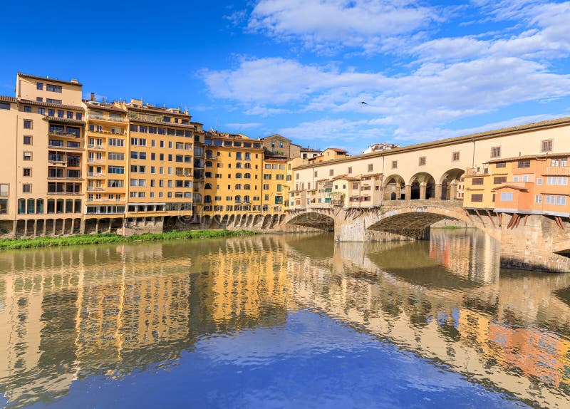 Bridge of Ponte Vecchio on the River Arno in Florence, Italy. Stock ...