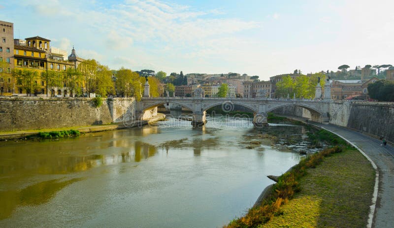 Ponte Vittorio Emanuele II in Rome - Italy Stock Image - Image of ...