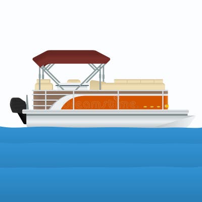 Side View Detailed Pontoon Boat on Water Vector Illustration Stock ...