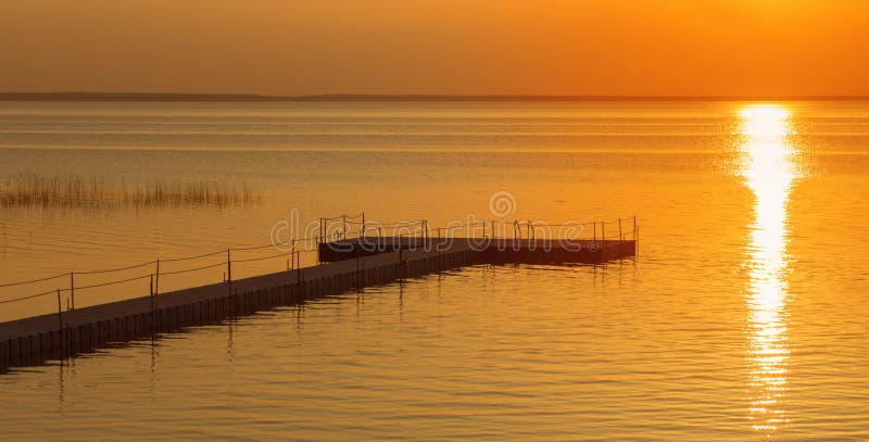 Pontoon Pier at Beautiful Sunset Stock Image - Image of pontoon ...