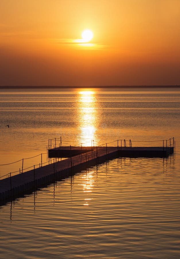 Pontoon Pier at Beautiful Summer Sunset Stock Photo - Image of lake ...