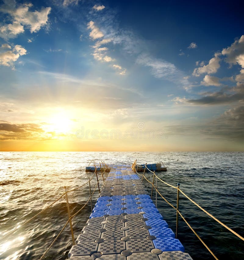 Pontoon in the sea stock image. Image of dusk, ocean - 61074451
