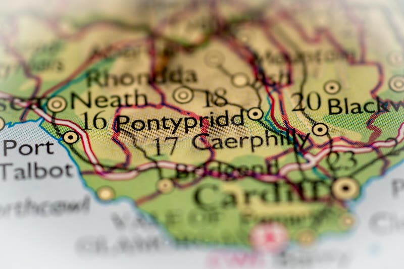 Pontypridd, Wales Highlighted on a World Map Stock Image - Image of ...