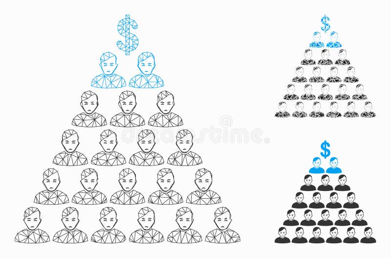 Ponzi Pyramid Scheme Vector Mesh Carcass Model and Triangle Mosaic Icon ...