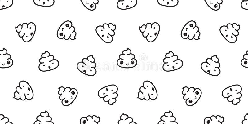 Poo Seamless Pattern Cartoon Isolated Doodle Illustration Background ...
