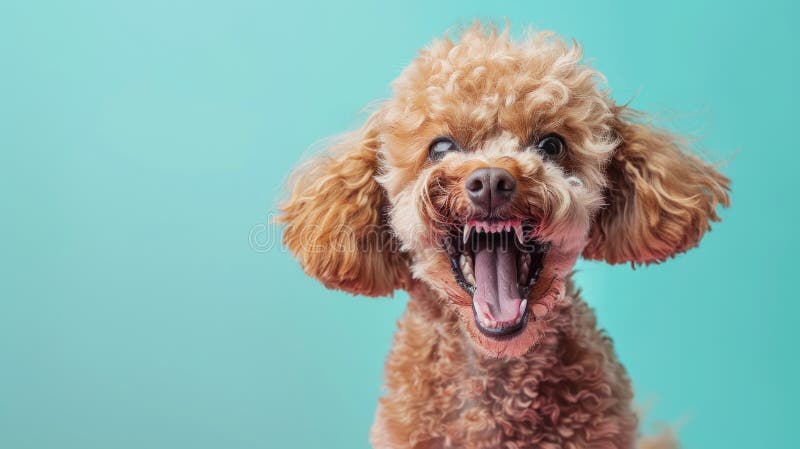 Poodle, Angry Dog Baring Its Teeth, Studio Lighting Pastel Background ...