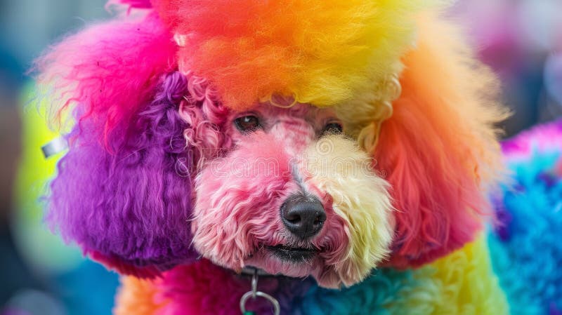 Poodle with Multi-colored Hair. Dog Grooming Concept Stock Photo ...