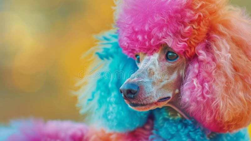 Poodle with Multi-colored Hair. Dog Grooming Concept Stock Photo ...