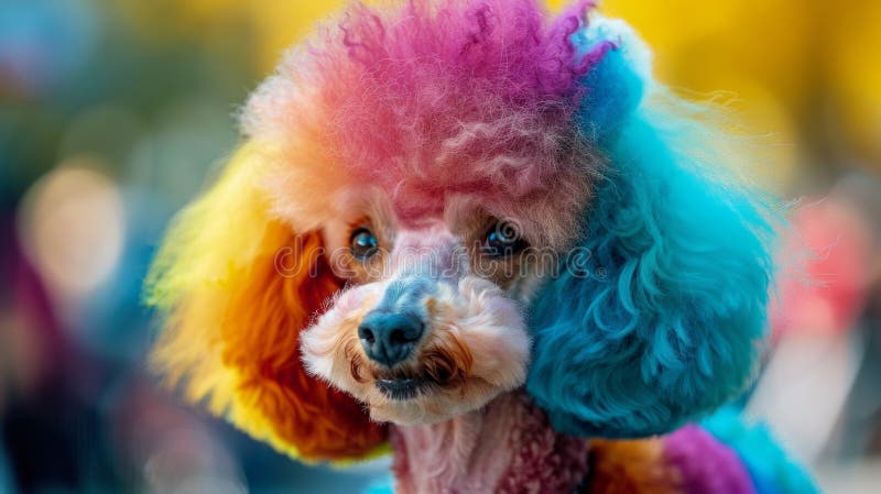 Poodle with Multi-colored Hair. Dog Grooming Concept Stock Photo ...