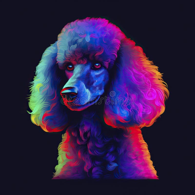 Poodle in Neon Colors. Generative AI Stock Illustration - Illustration ...
